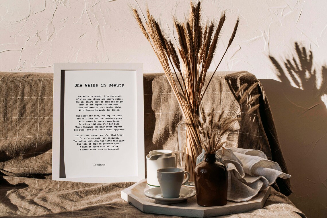 Lord Byron Poem Print, She Walks in Beauty, Poetry Wall Art - Etsy