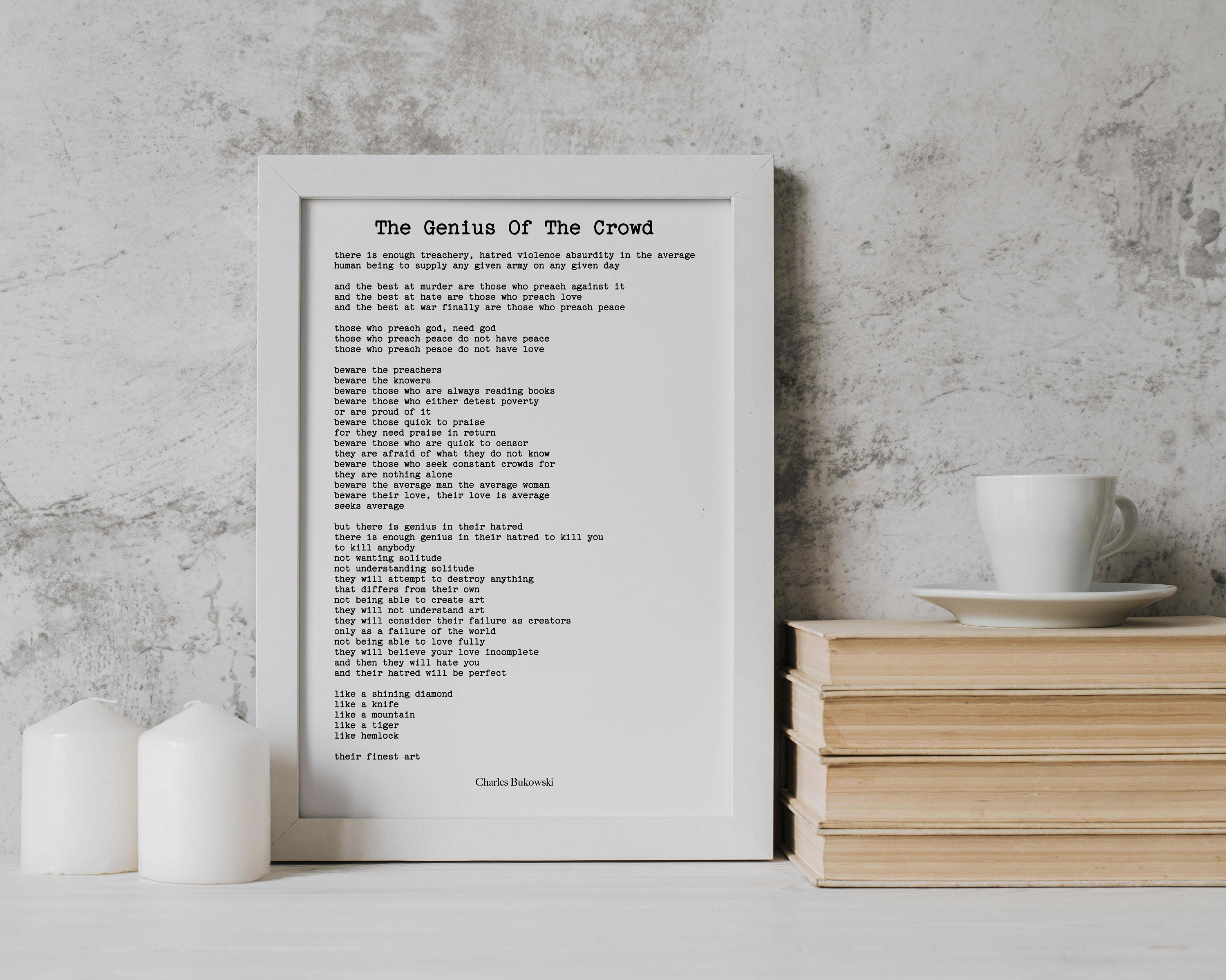 Charles Bukowski Poem Print: the Genius of the Crowd (digital Download ...