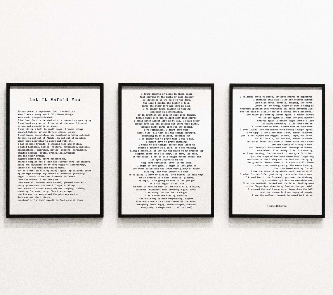 Charles Bukowski Poem Print Let It Enfold You Either Peace - Etsy