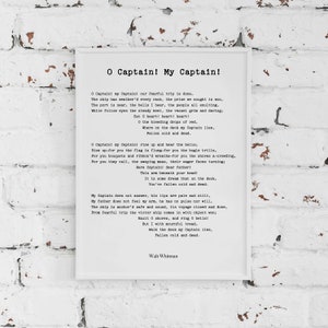 Walt Whitman Poem Print O Captain My Captain Poetry Wall - Etsy