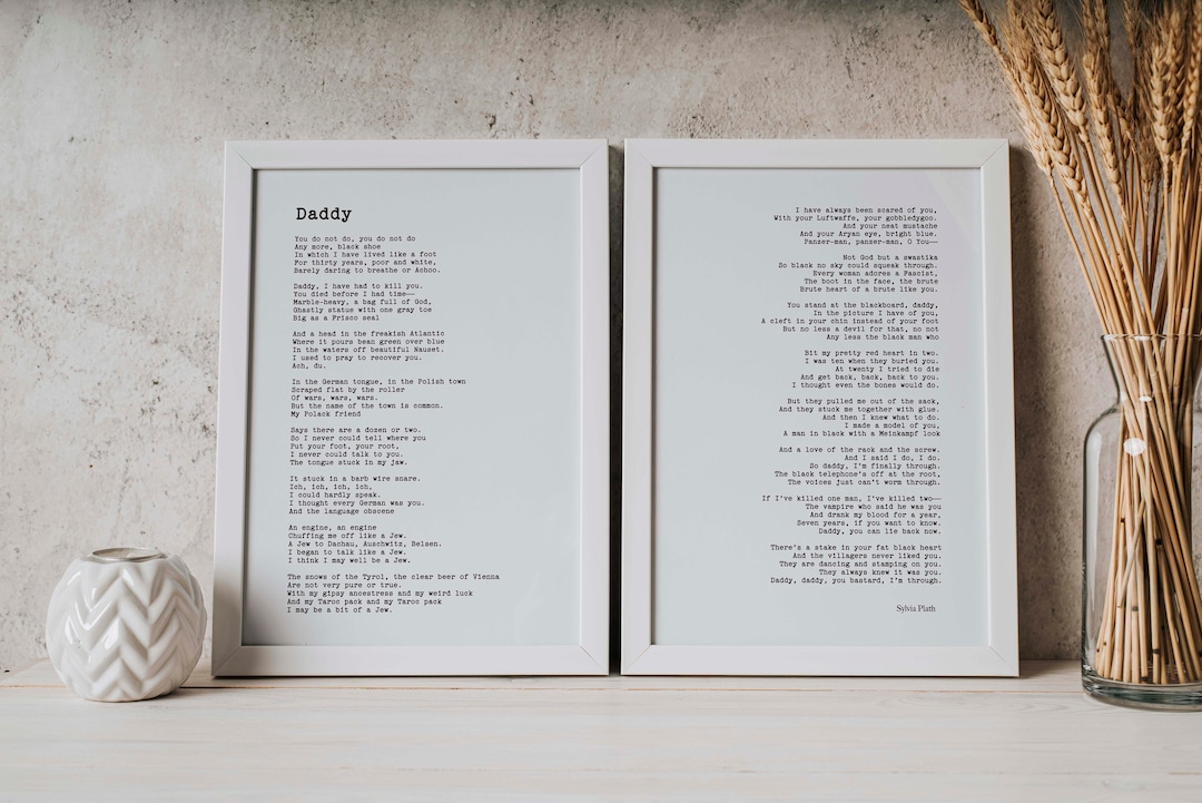 Sylvia Plath Poem Print, Daddy Set of 2, Poetry Posters - Etsy