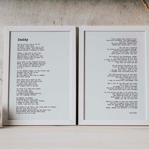 Sylvia Plath Poem Print, Daddy Set of 2, Poetry Posters - Etsy