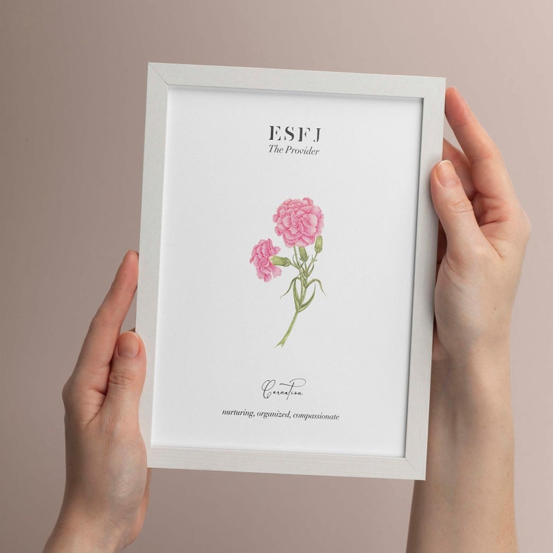 ESFJ Art Print, MBTI Gifts, Carnation Art Print, Vintage Floral Print ...