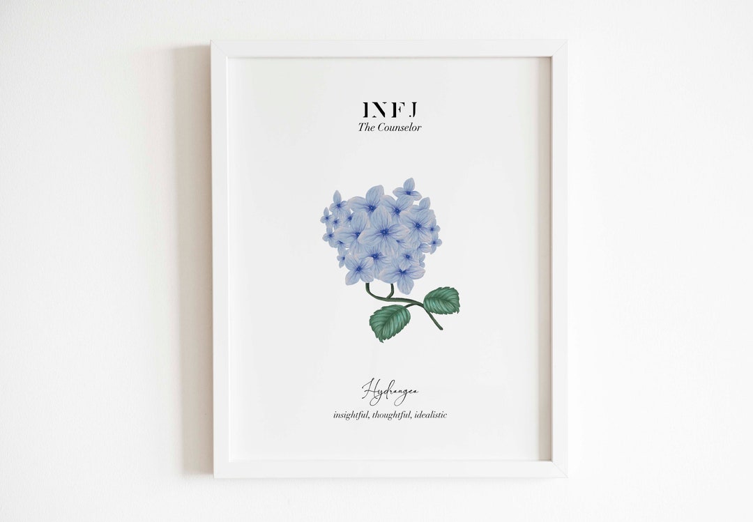 INFJ Art Print, MBTI Gifts, Hydrangea Art Print, Vintage Floral Print ...