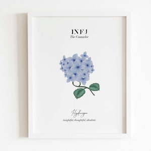 INFJ Art Print, MBTI Gifts, Hydrangea Art Print, Vintage Floral Print ...