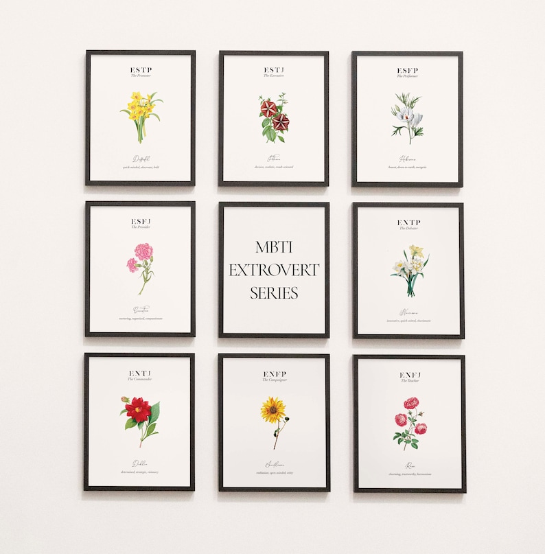 MBTI Extrovert Flower Art Prints Bundle, Enfj Enfp Entp Entj Estj Esfp ...