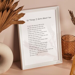 10 Things I Hate About You Poem Print, Movie Quote (digital Download ...