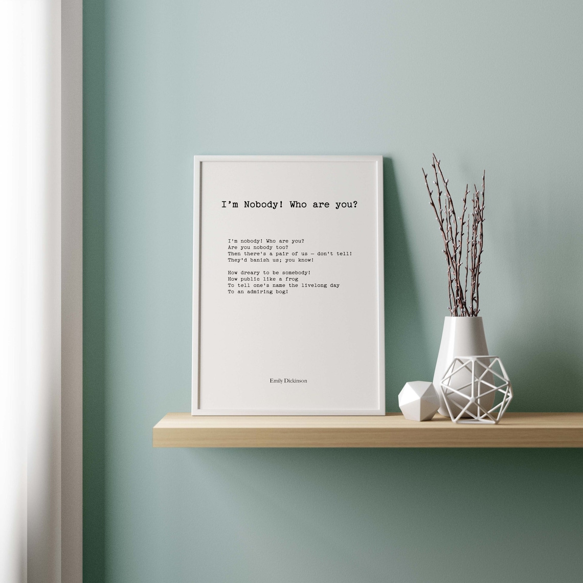 Emily Dickinson Poem Print I'm Nobody Who Are You - Etsy