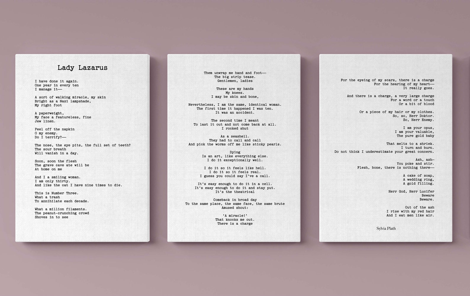 Sylvia Plath Poem Print Set: Lady Lazarus (digital Download) - Etsy