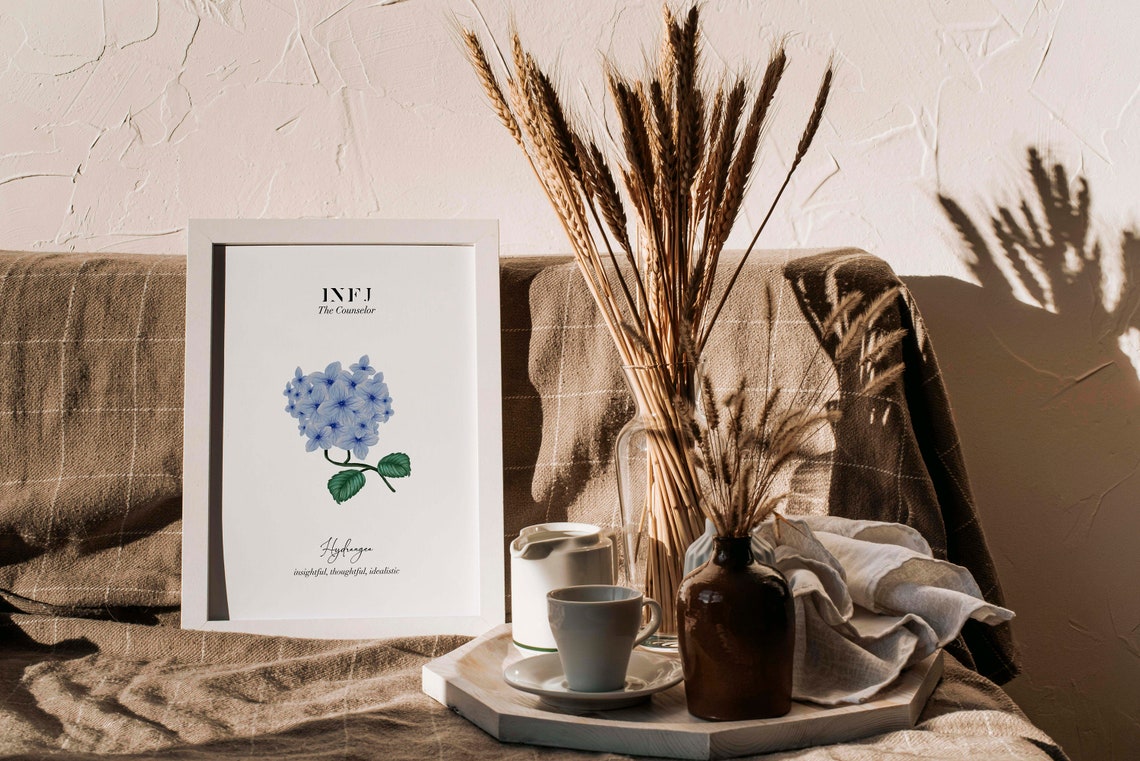 INFJ Art Print, MBTI Gifts, Hydrangea Art Print, Vintage Floral Print ...