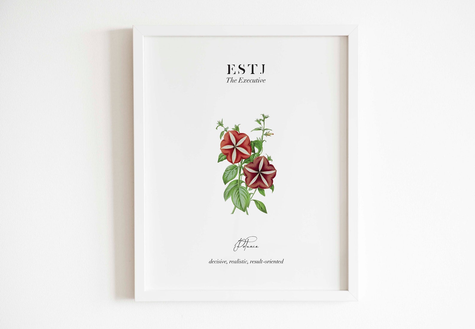 ESTJ Art Print, MBTI Gifts, Petunia Flower Art Print, Vintage Floral ...