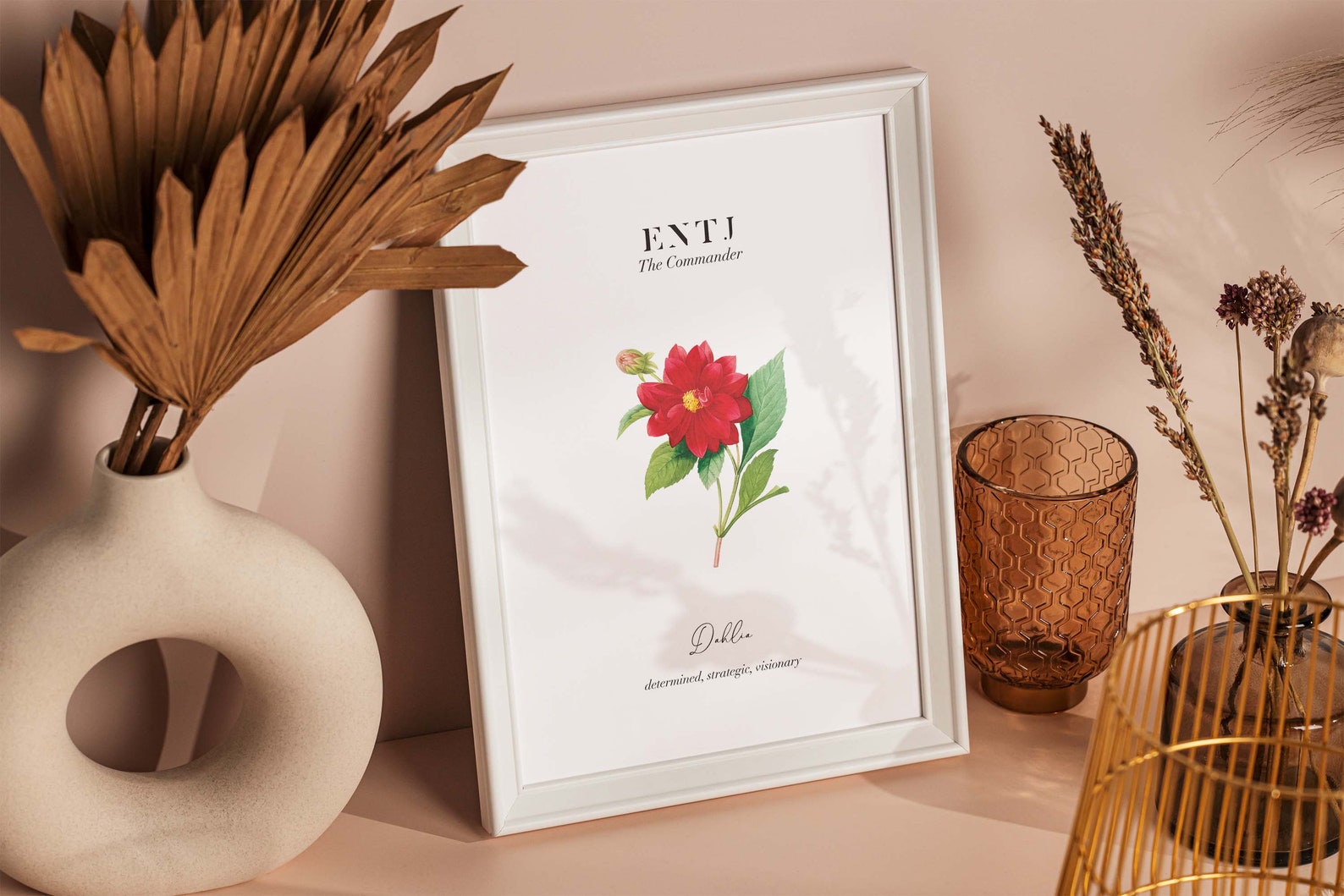 ENTJ Art Print MBTI Gifts Dahlia Art Print Vintage Floral - Etsy