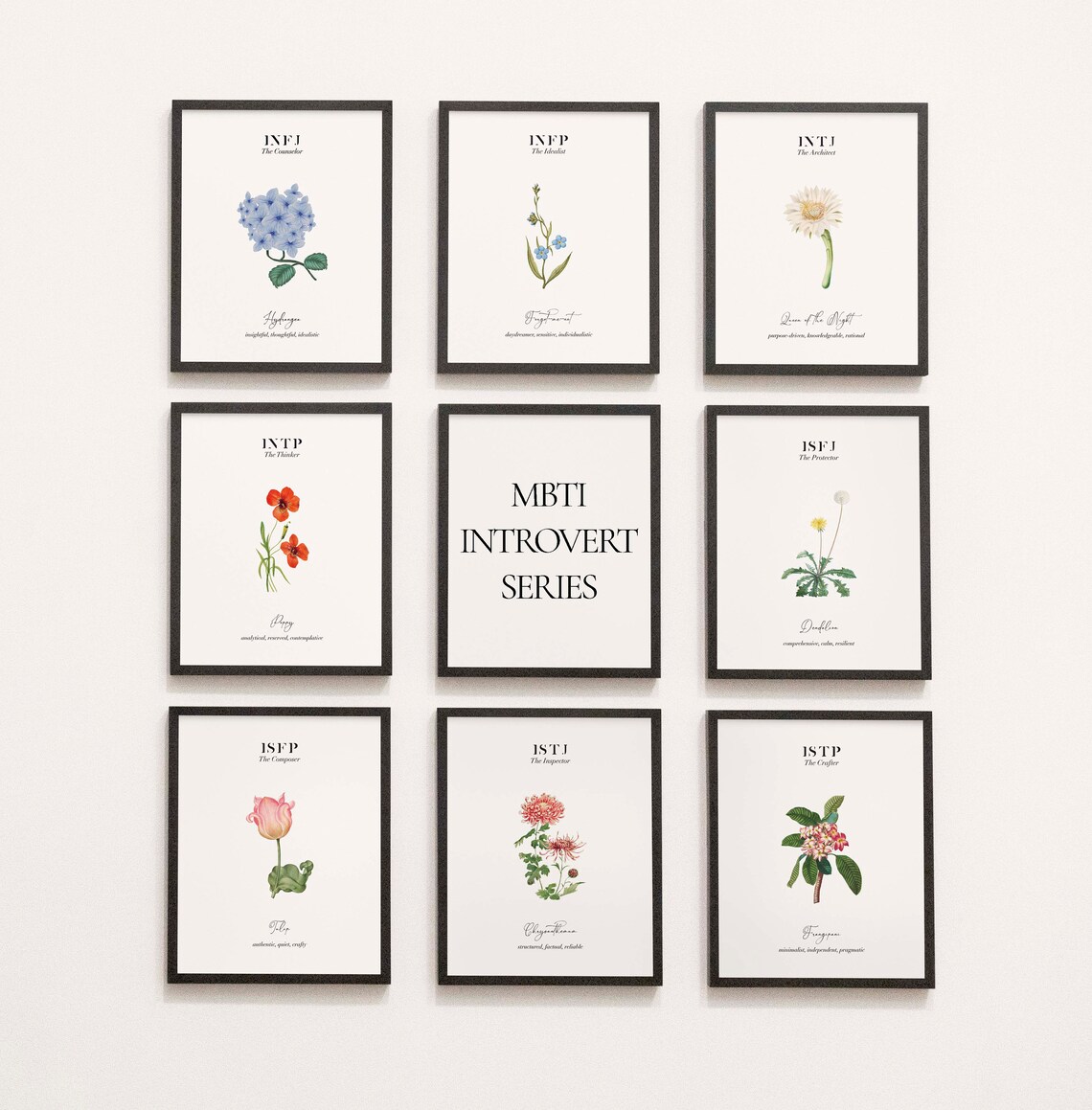 MBTI Introvert Flower Art Prints Bundle, Infj Infp Intj Intp Isfj Istj ...
