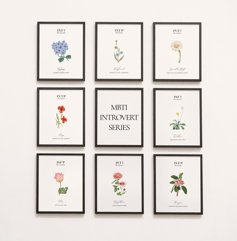 MBTI Introvert Flower Art Prints Bundle, Infj Infp Intj Intp Isfj Istj ...