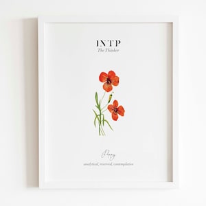 INTP Art Print, MBTI Gifts, Poppy Art Print, Vintage Floral Print, INTP ...