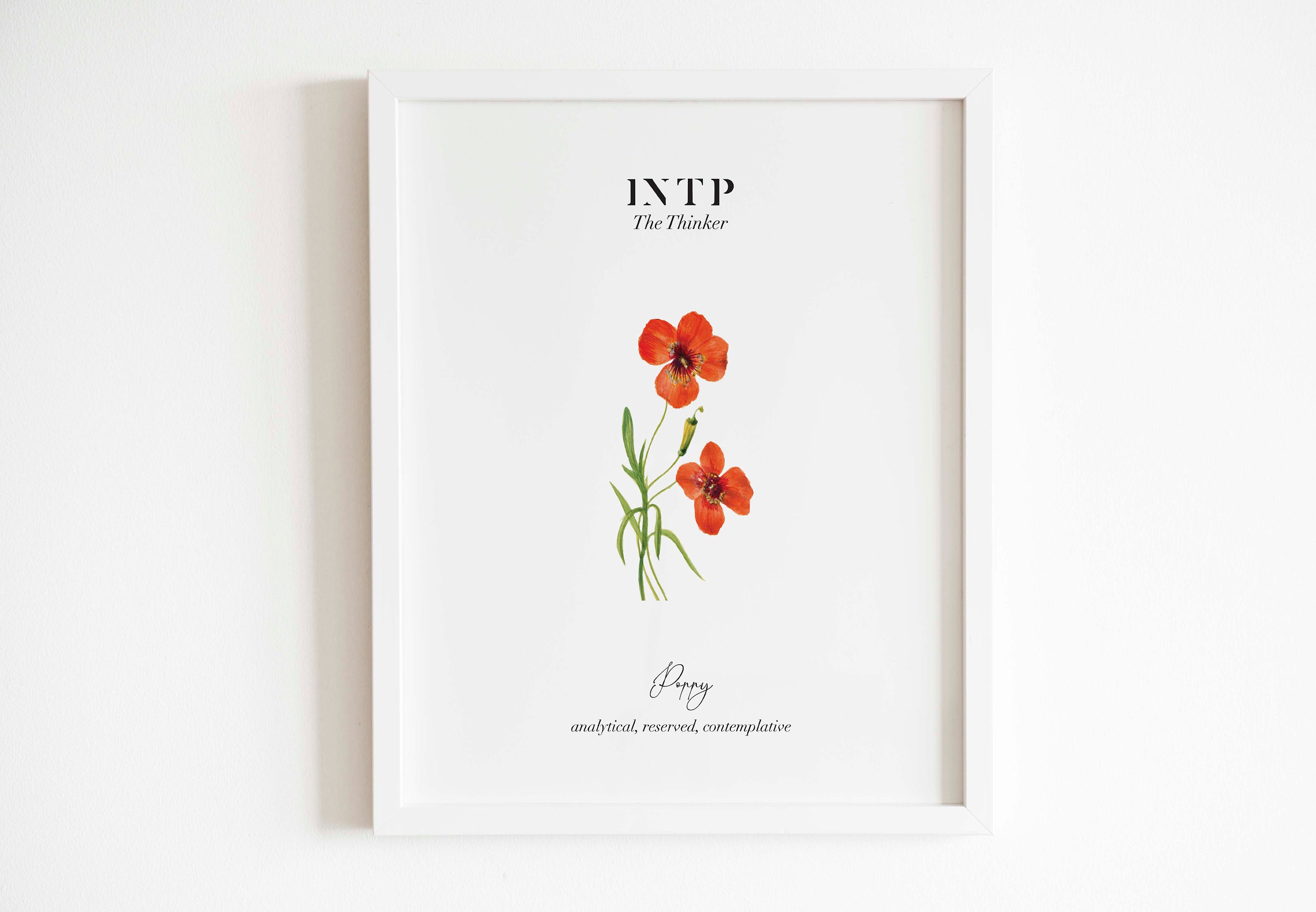 INTP Art Print, MBTI Gifts, Poppy Art Print, Vintage Floral Print, INTP ...