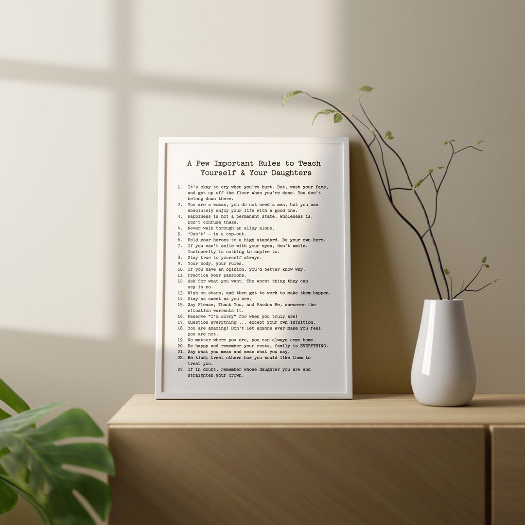 Daughter Rules Quote Print: Inspirational Advice (digital Download) - Etsy