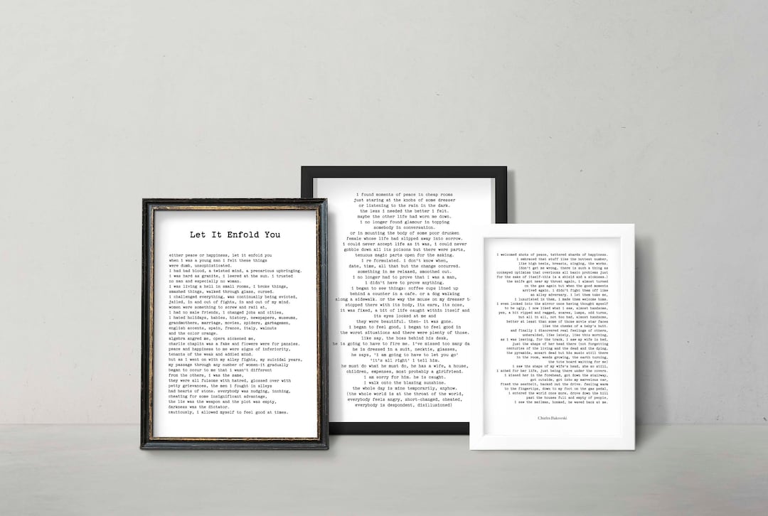 Charles Bukowski Poem Print: "let It Enfold You" Literary Wall Art ...
