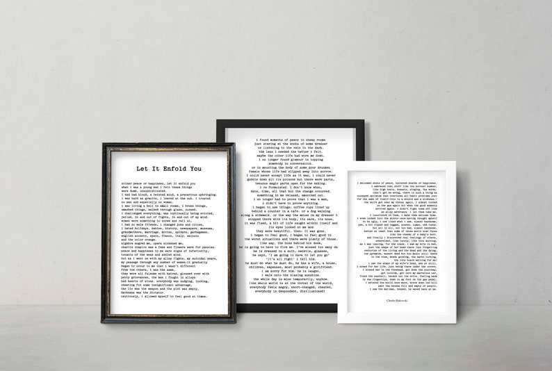 Charles Bukowski Poem Print, Let It Enfold You, Either Peace or ...