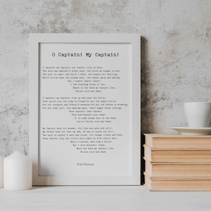 Walt Whitman Poem Print, O Captain My Captain Poetry Wall Art, Dead ...