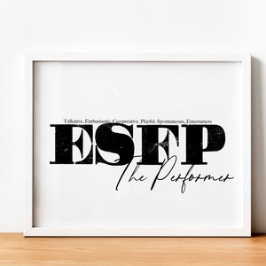 ESFP Wall Art Print, MBTI Personality Types, ESFP the Performer Gift ...