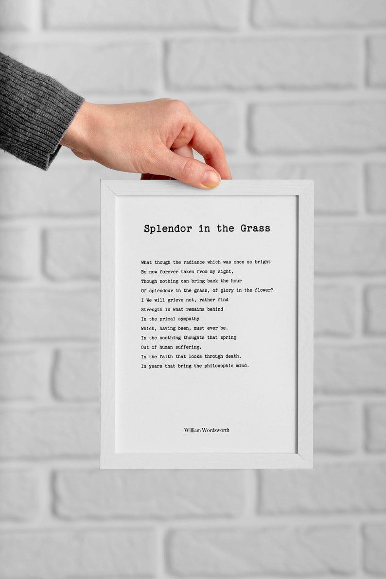William Wordsworth Poem Print, Splendor in the Grass, Poetry Wall Art ...