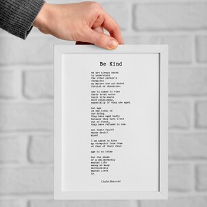 Charles Bukowski Poem Print - Be Kind - Literary Wall Art (digital ...