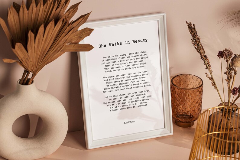 Lord Byron Poem Print, She Walks in Beauty, Poetry Wall Art - Etsy