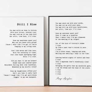 Maya Angelou 'still I Rise' Poem Print Set: Inspirational Wall Art ...