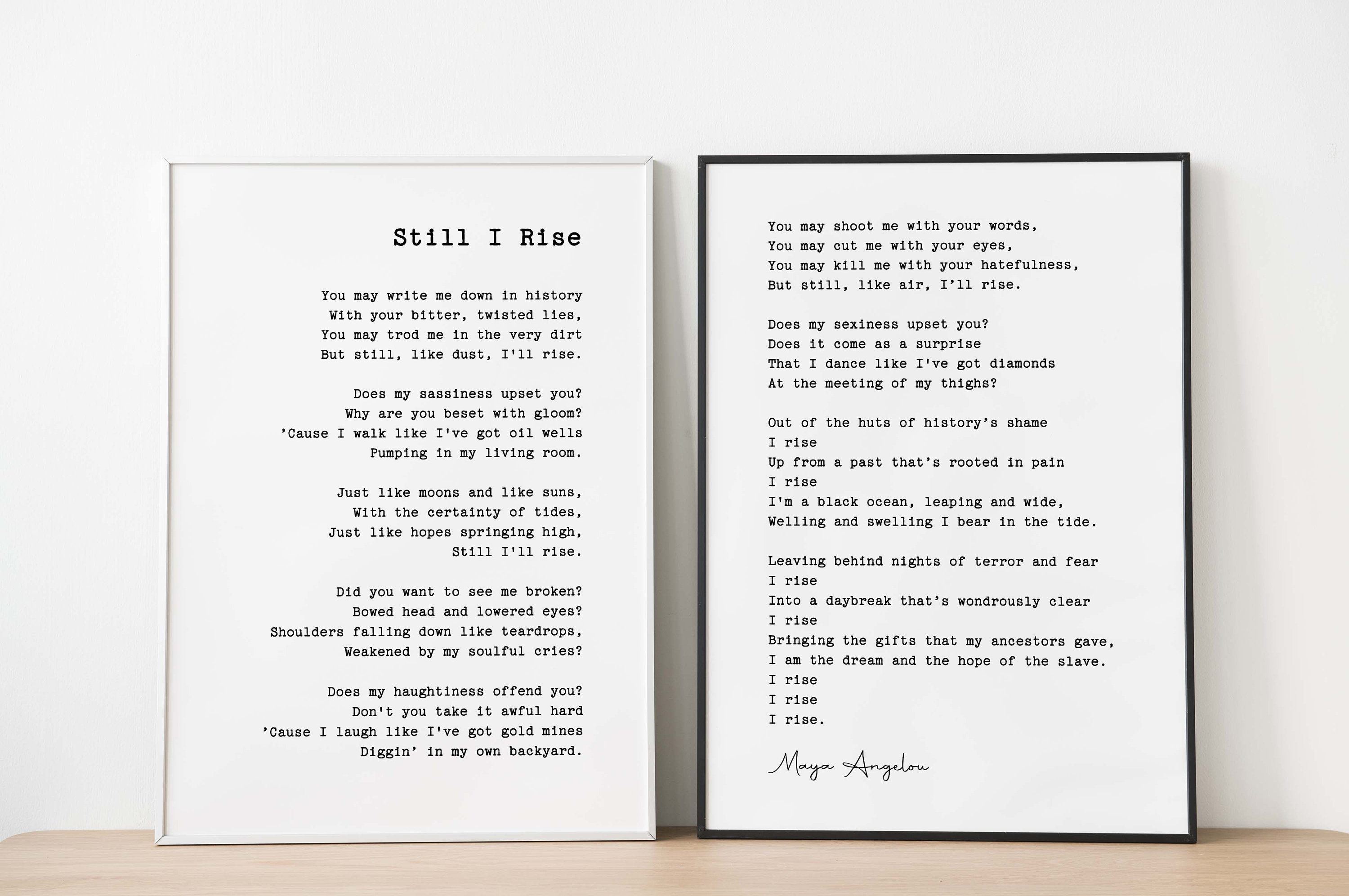 Maya Angelou Poem Print, Still I Rise Set of 2, Self Respect and ...