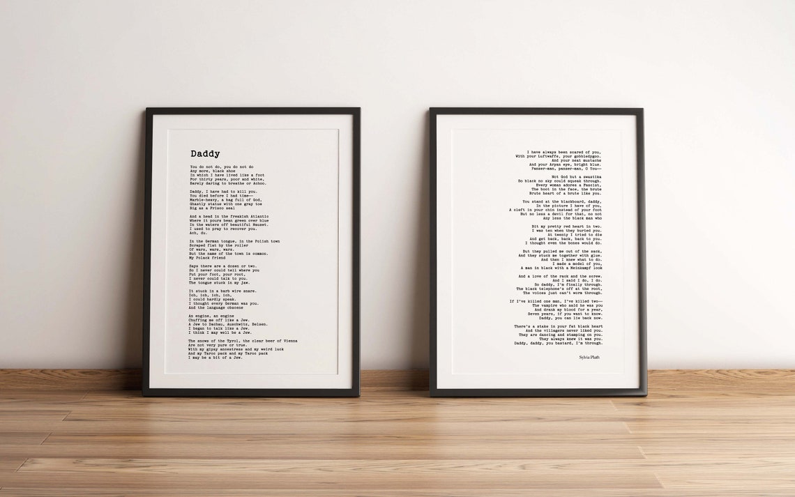 Sylvia Plath Poem Print, Daddy Set of 2, Poetry Posters - Etsy