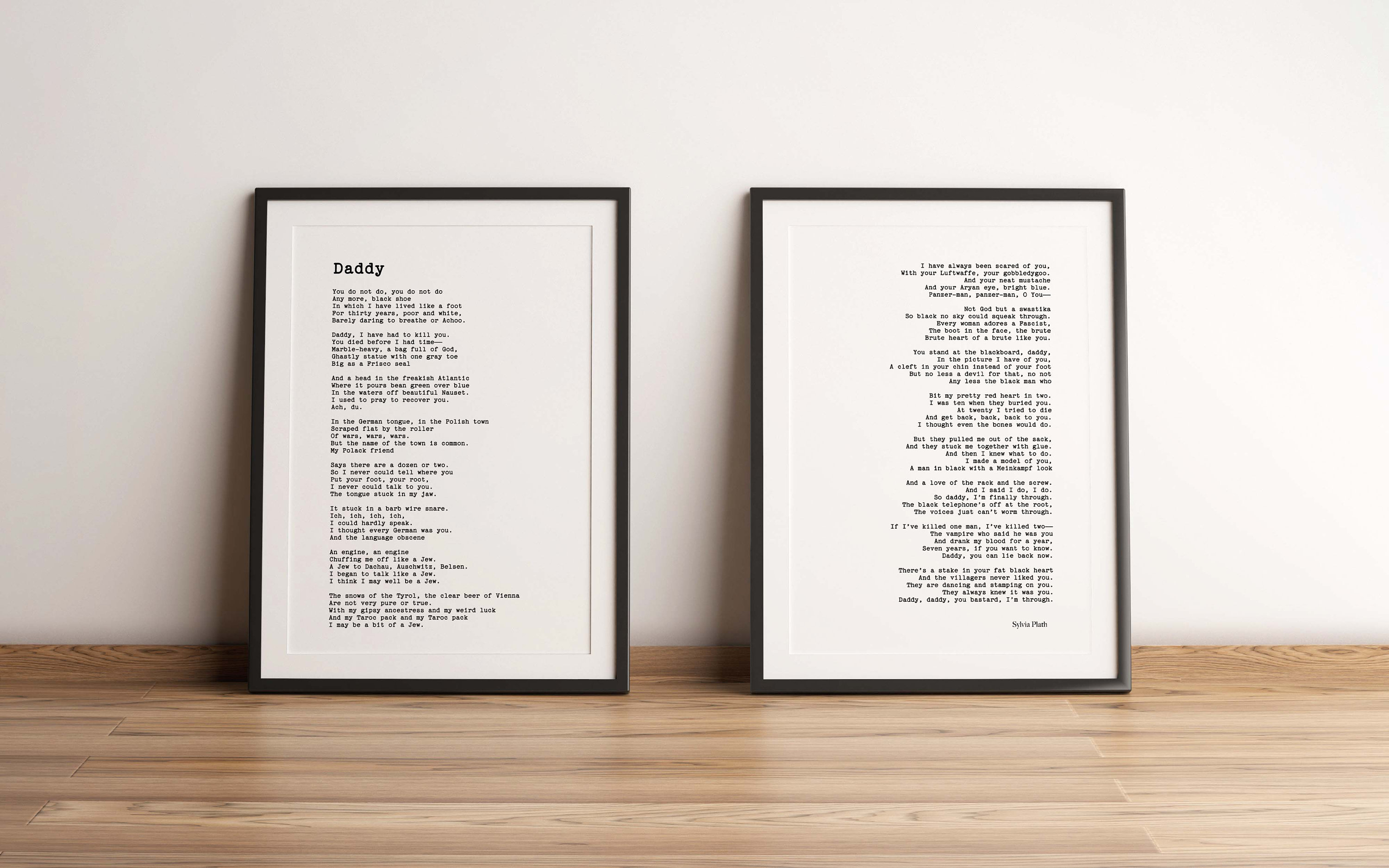 Sylvia Plath Poem Print, Daddy Set of 2, Poetry Posters - Etsy