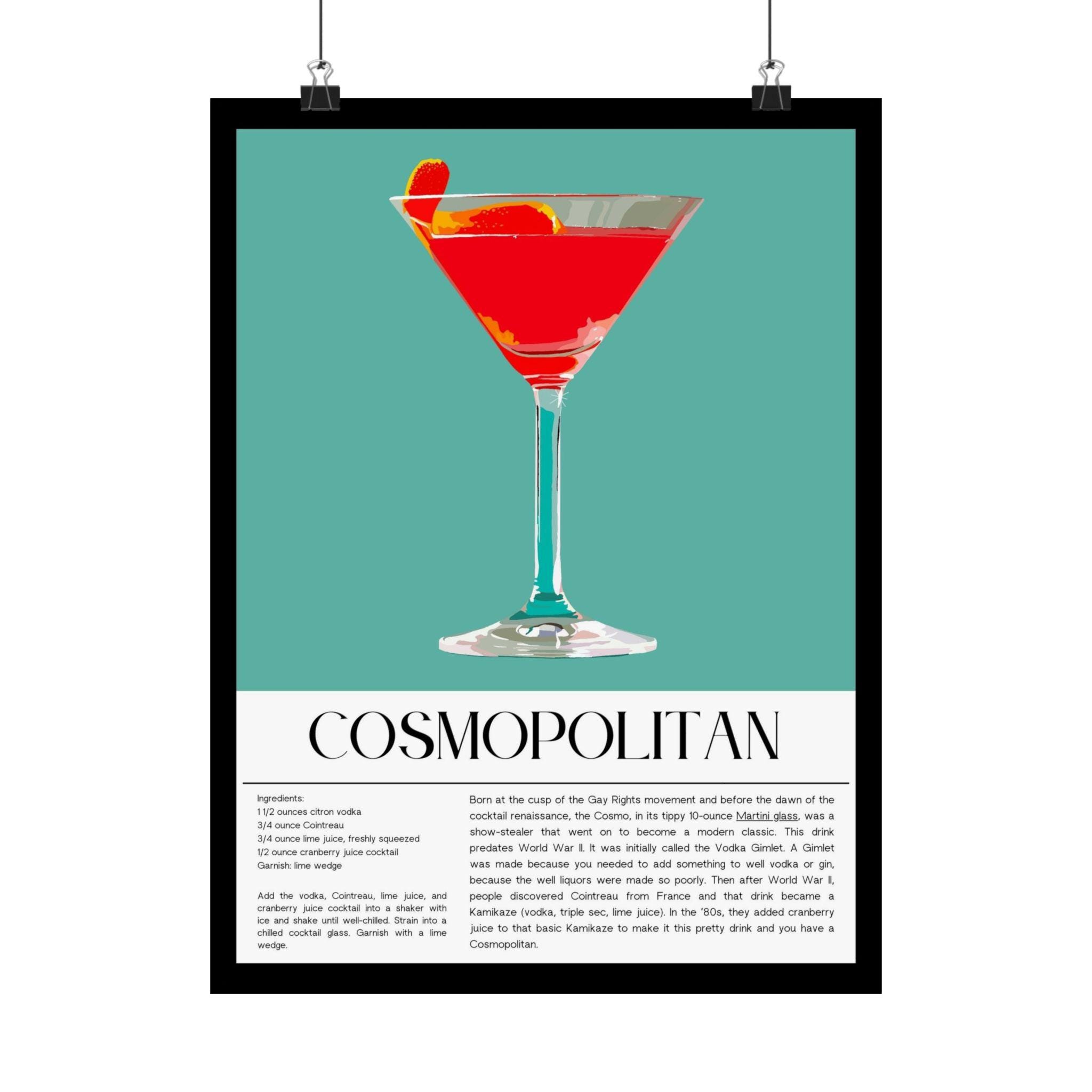 Cosmopolitan History and Recipe Poster - Etsy