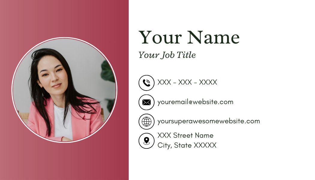 Business Card Template With Headshot Frame - Etsy