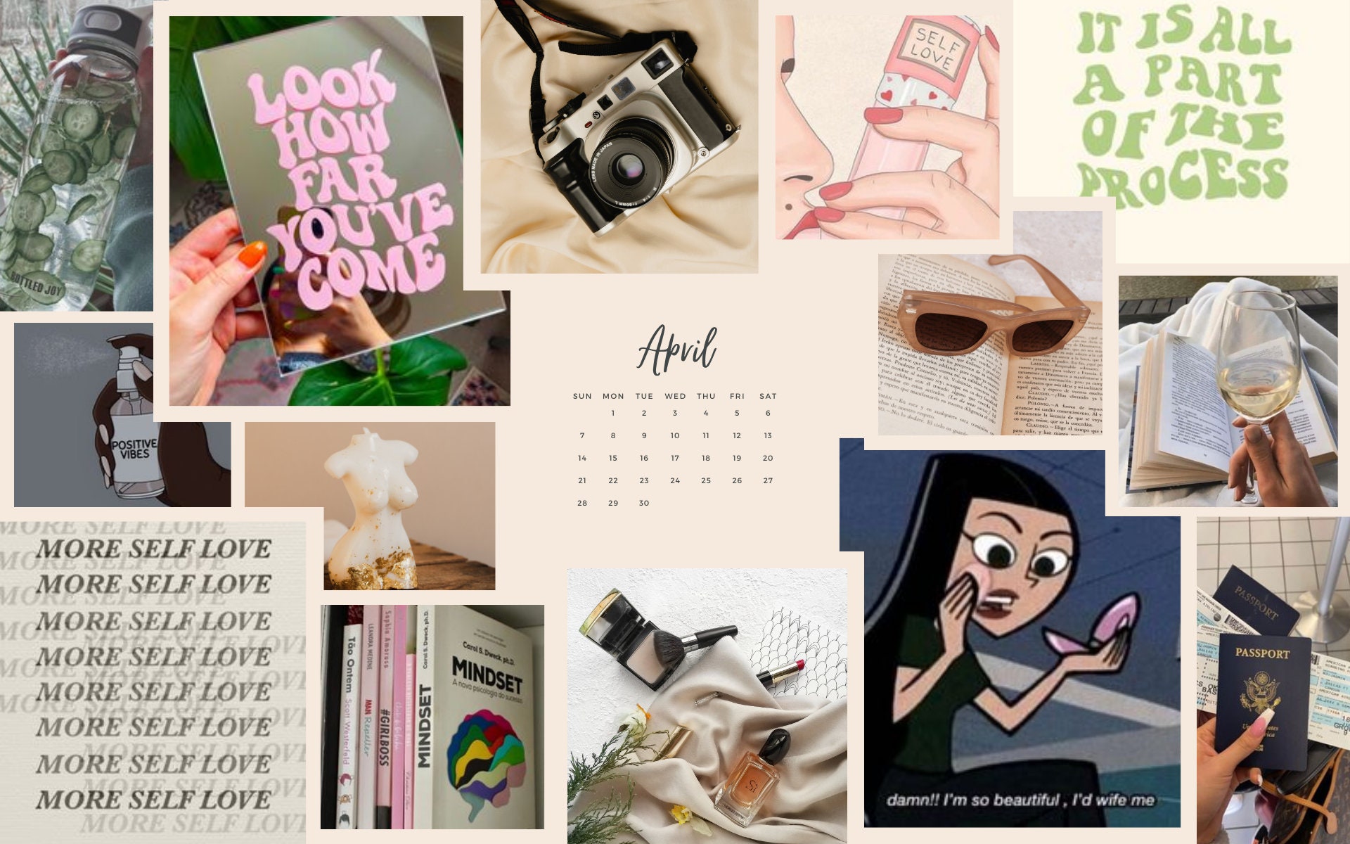 Aesthetic Moodboard Desktop With Calendar - Etsy