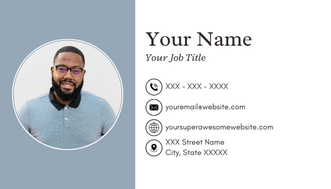 Business Card Template With Headshot Frame - Etsy