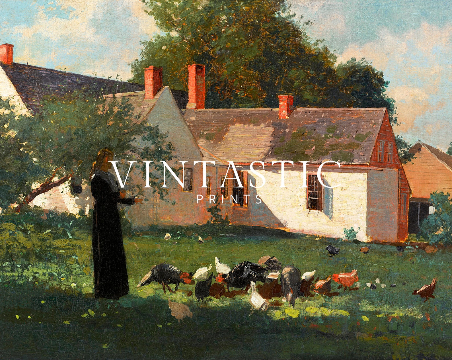 Spring Landscape Painting Vintage Art Print Farmhouse - Etsy