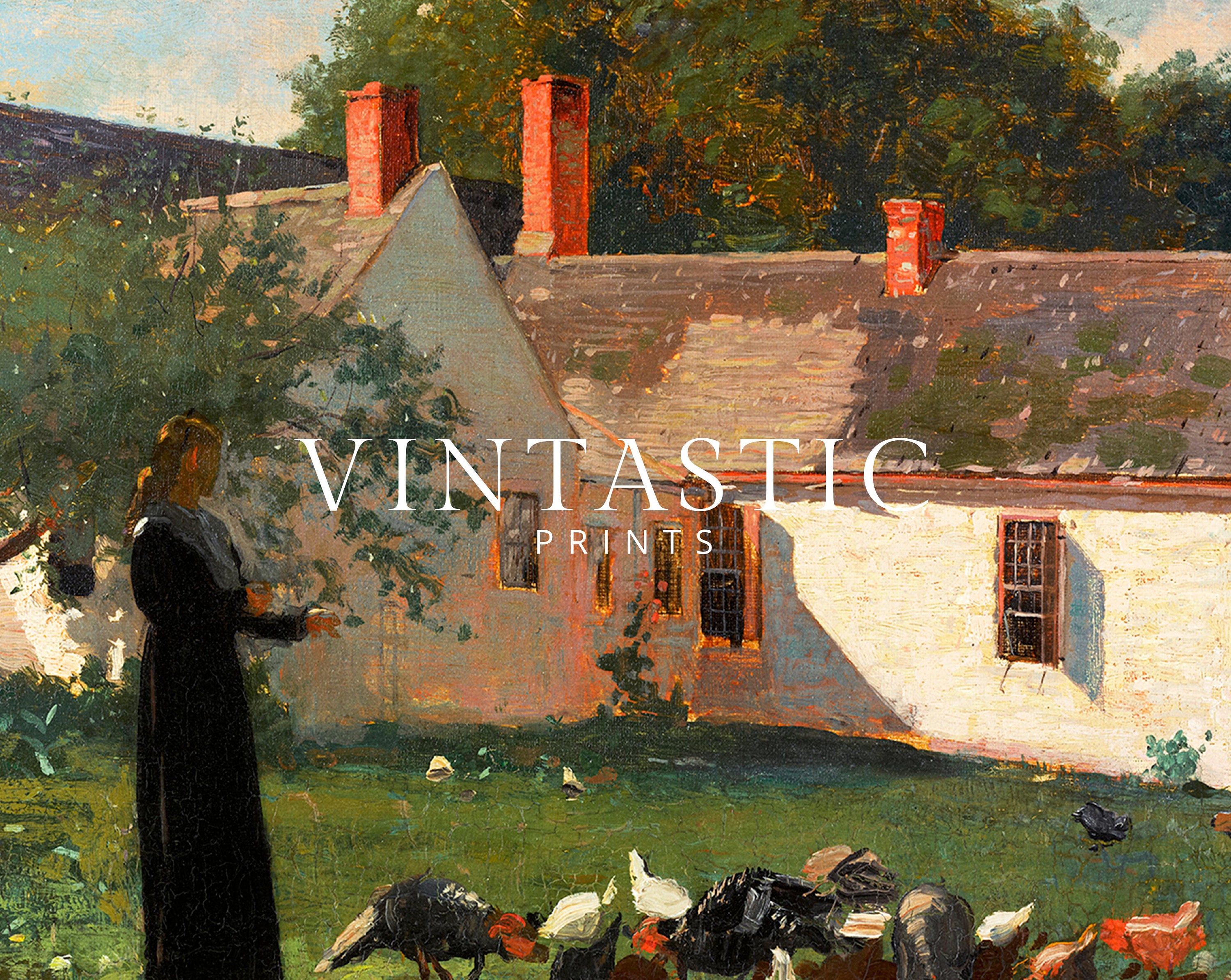 Spring Landscape Painting Vintage Art Print Farmhouse - Etsy