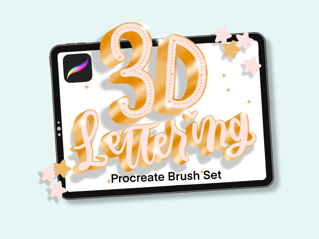 3D Lettering Procreate Brush Set, Lettering Brush, Procreate Lettering ...