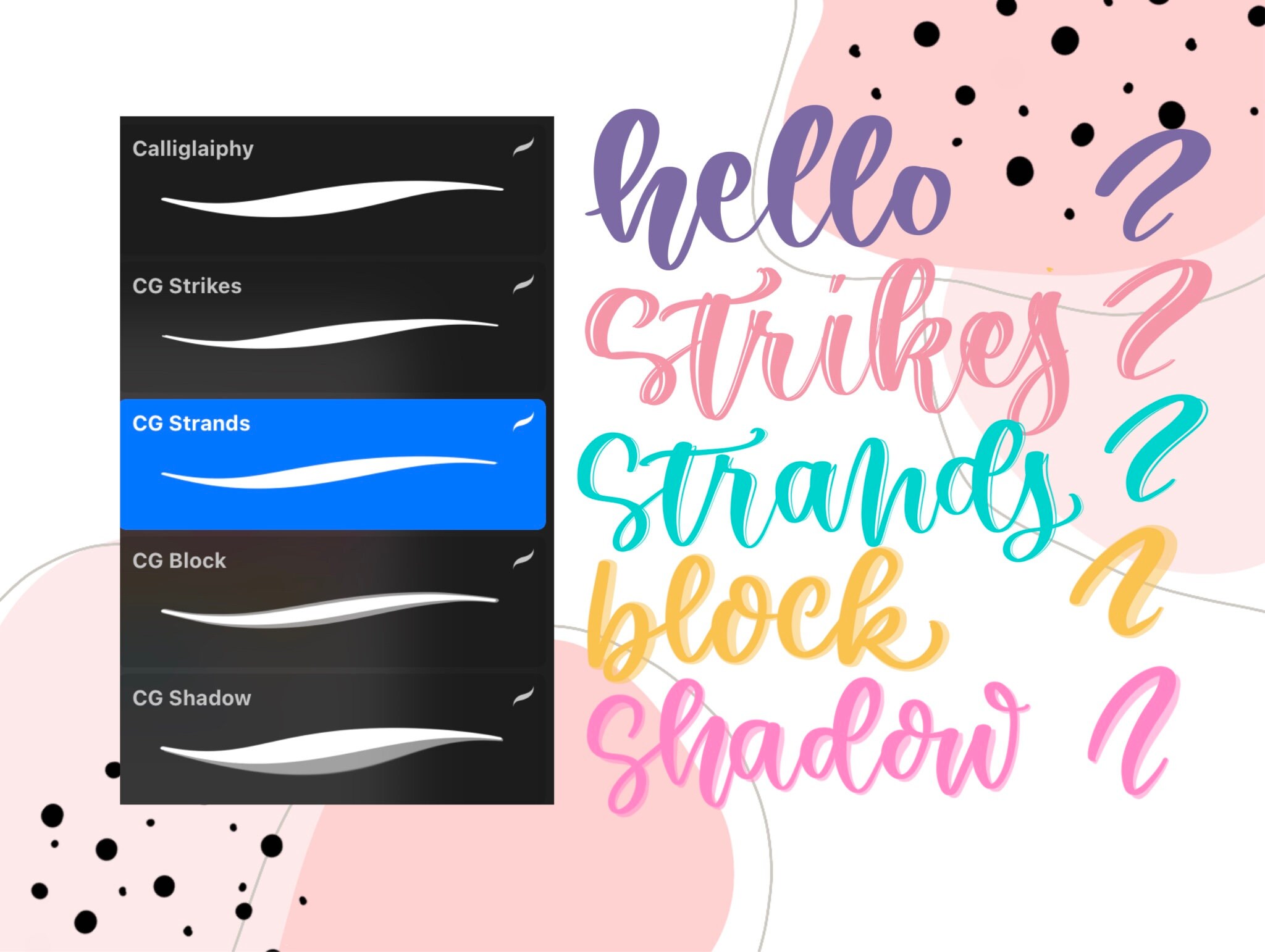 Basic Lettering Procreate Brush Set, Calligraphy Brush (digital ...