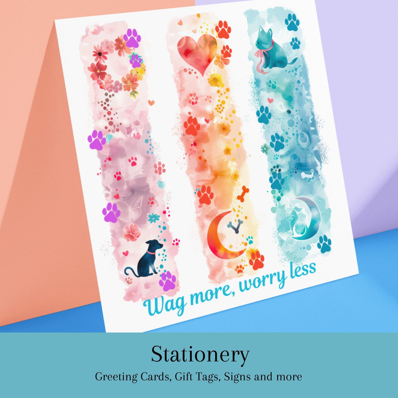 Paw Print PNG Sublimation Design, Dog and Cat Brushstroke Clipart, Wag More Quote, Pet Lovers ...