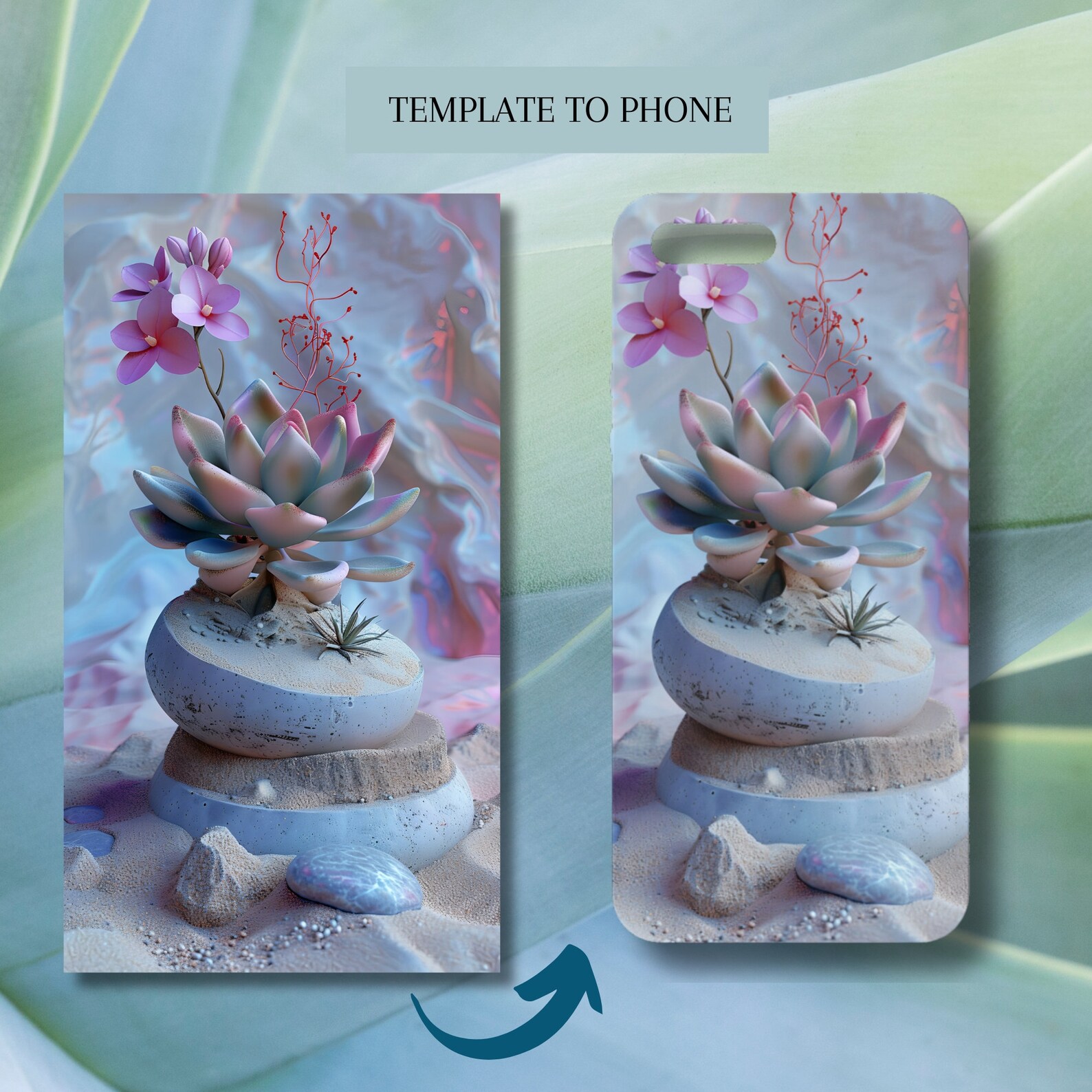Succulent Plant Cacti Scenery Sublimation Phone Case Bundle Template ...