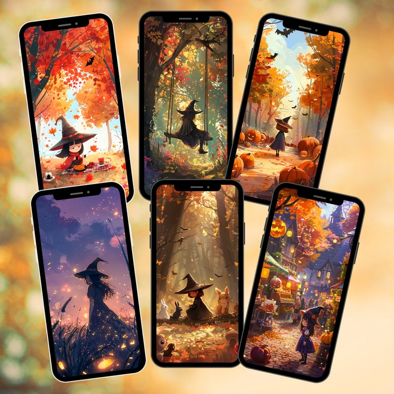 Witch Enchanting Autumn Fall Sublimation Phone Case Bundle Template ...