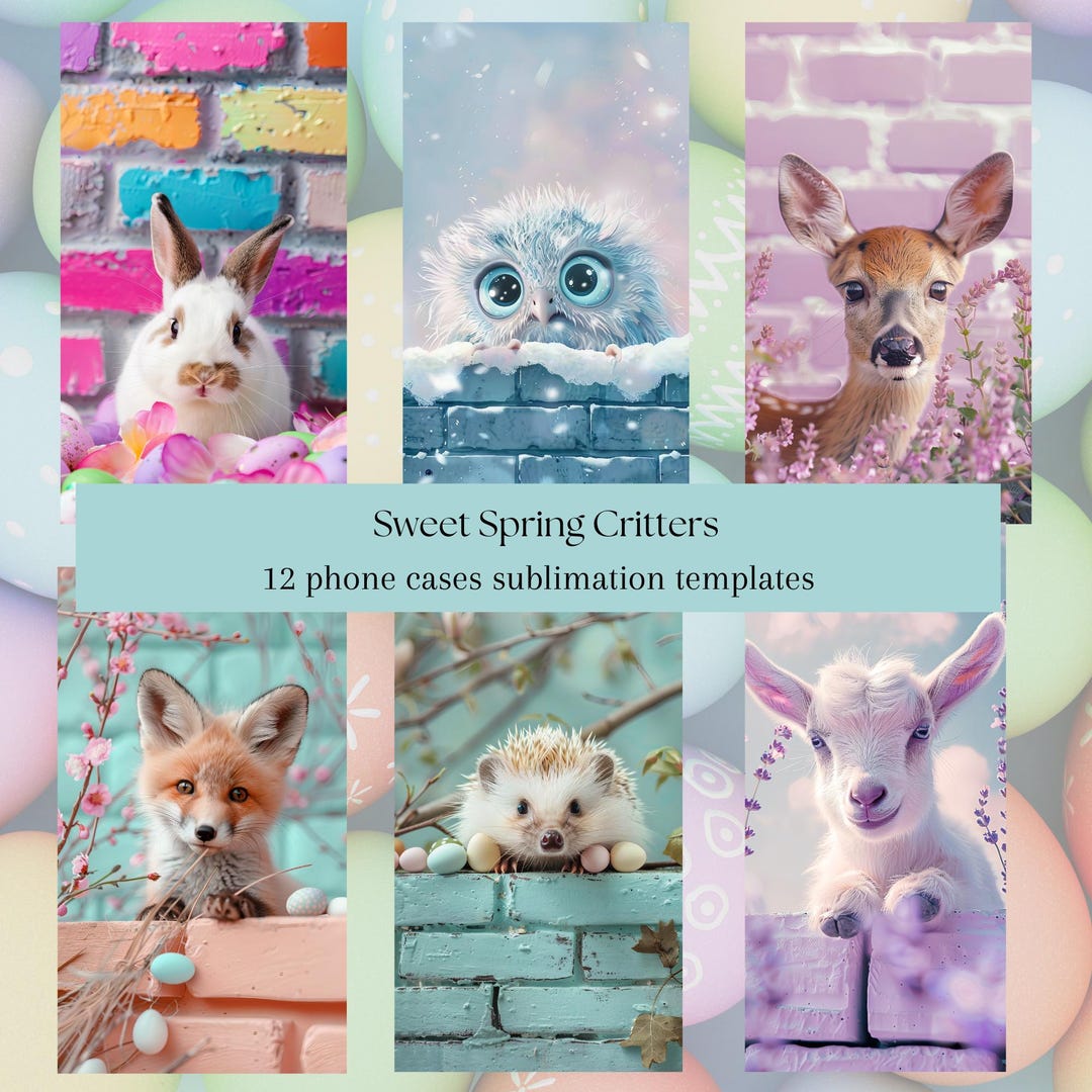 Easter Animals DIY Sublimation Phone Case Collection Bundle Templates ...