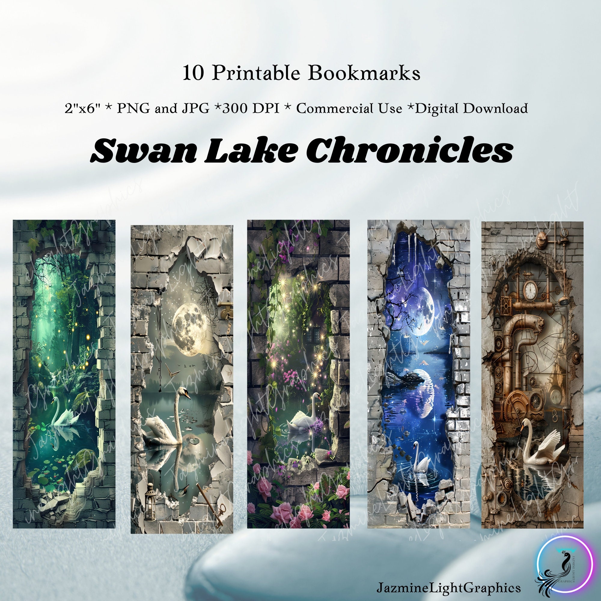 Swan Lake, Swans, Bookmark Sublimation, Bookmark Set, Printable ...