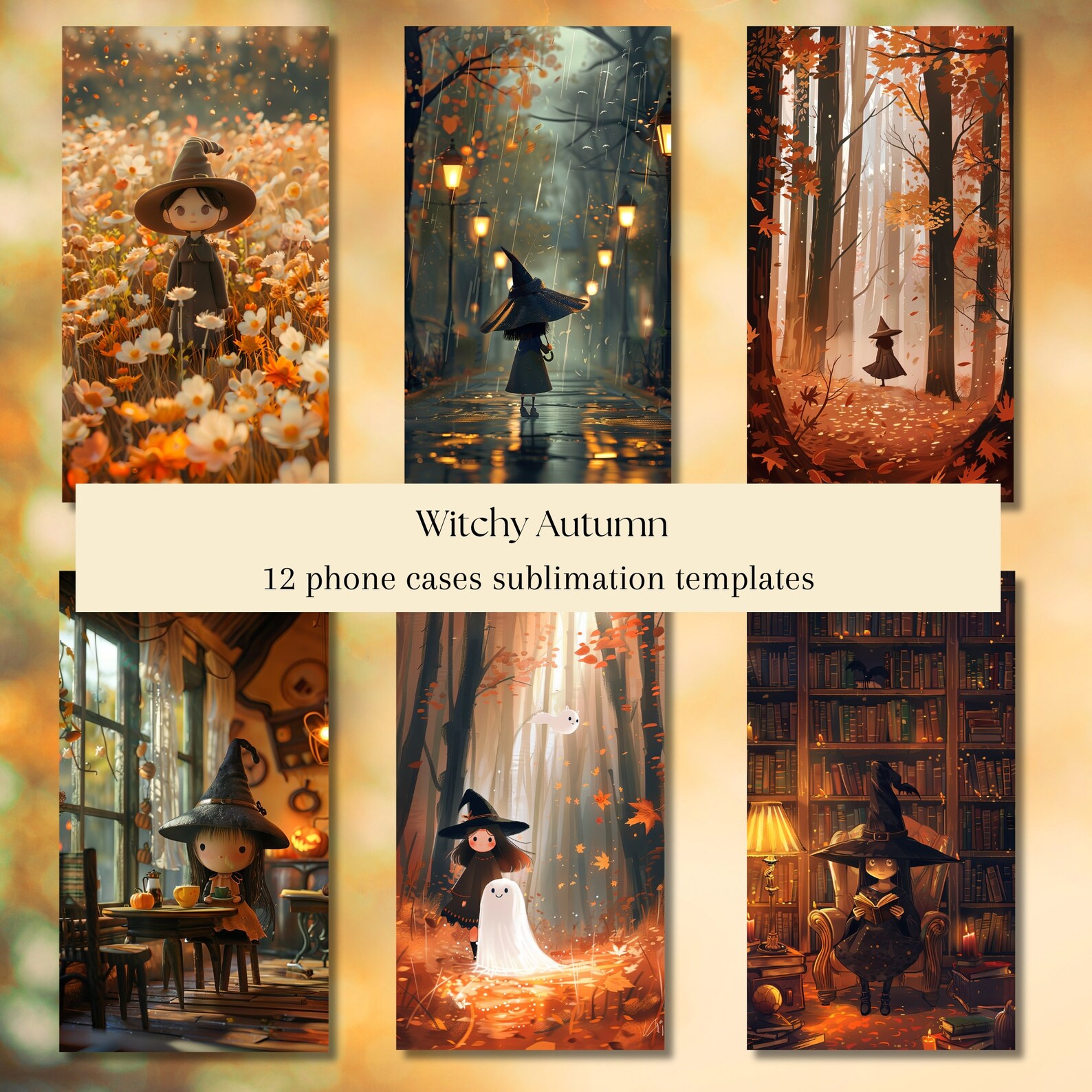 Witch Enchanting Autumn Fall Sublimation Phone Case Bundle Template ...