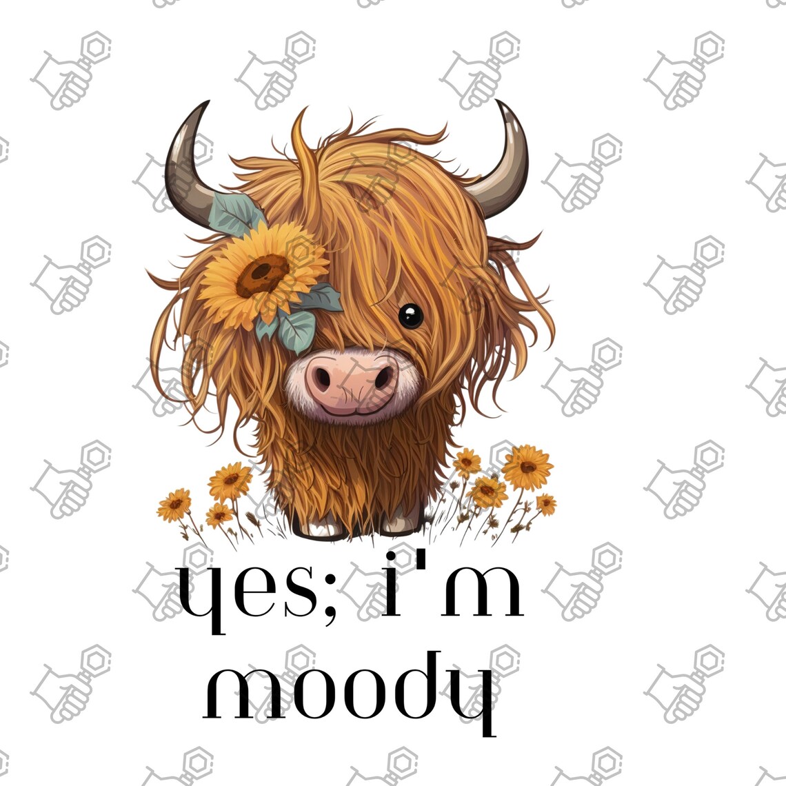 Moody/highland Cow/cartoon Cow Clipart/western/ PNG/ Clipart ...