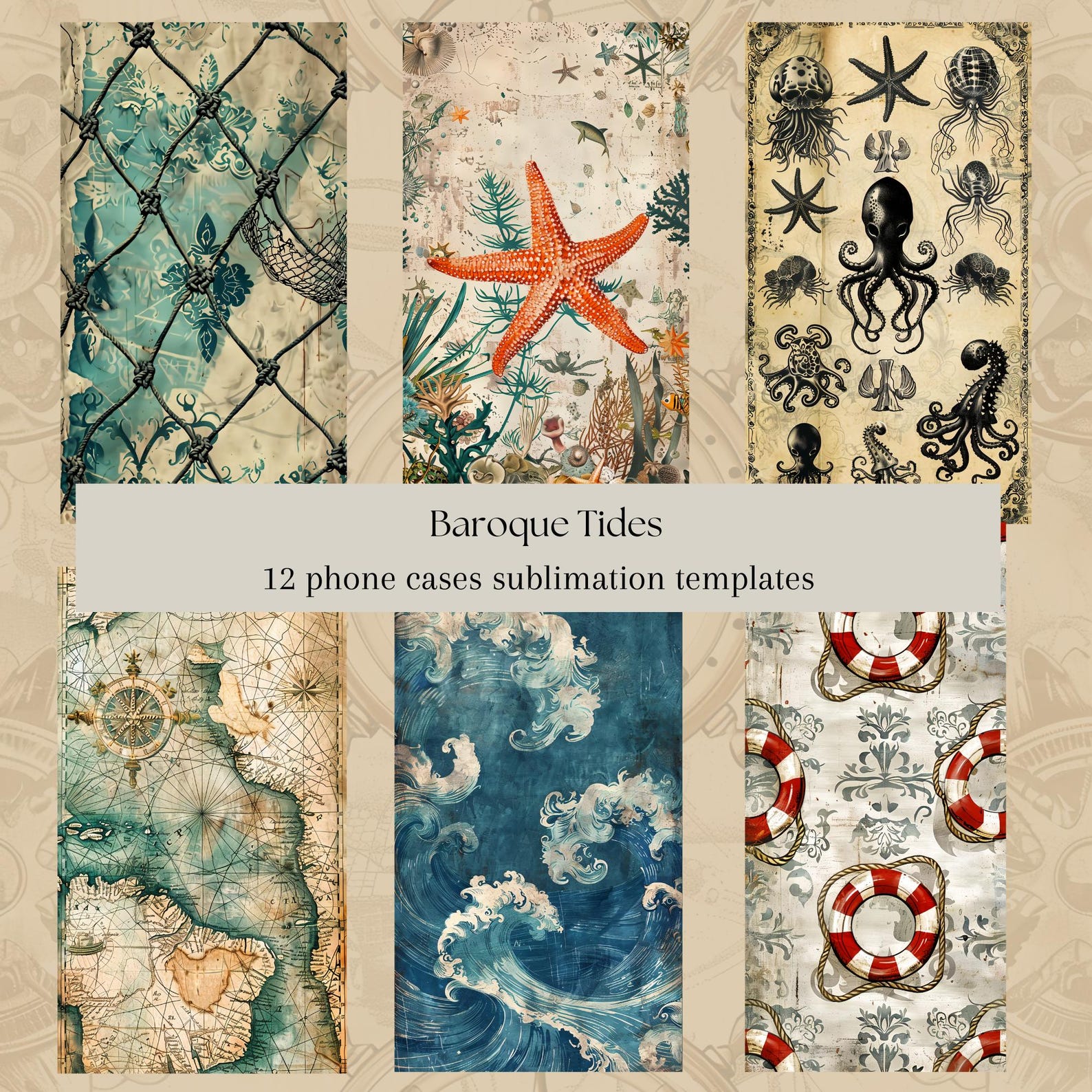 Baroque Tides DIY Sublimation Phone Case Collection Bundle Templates ...