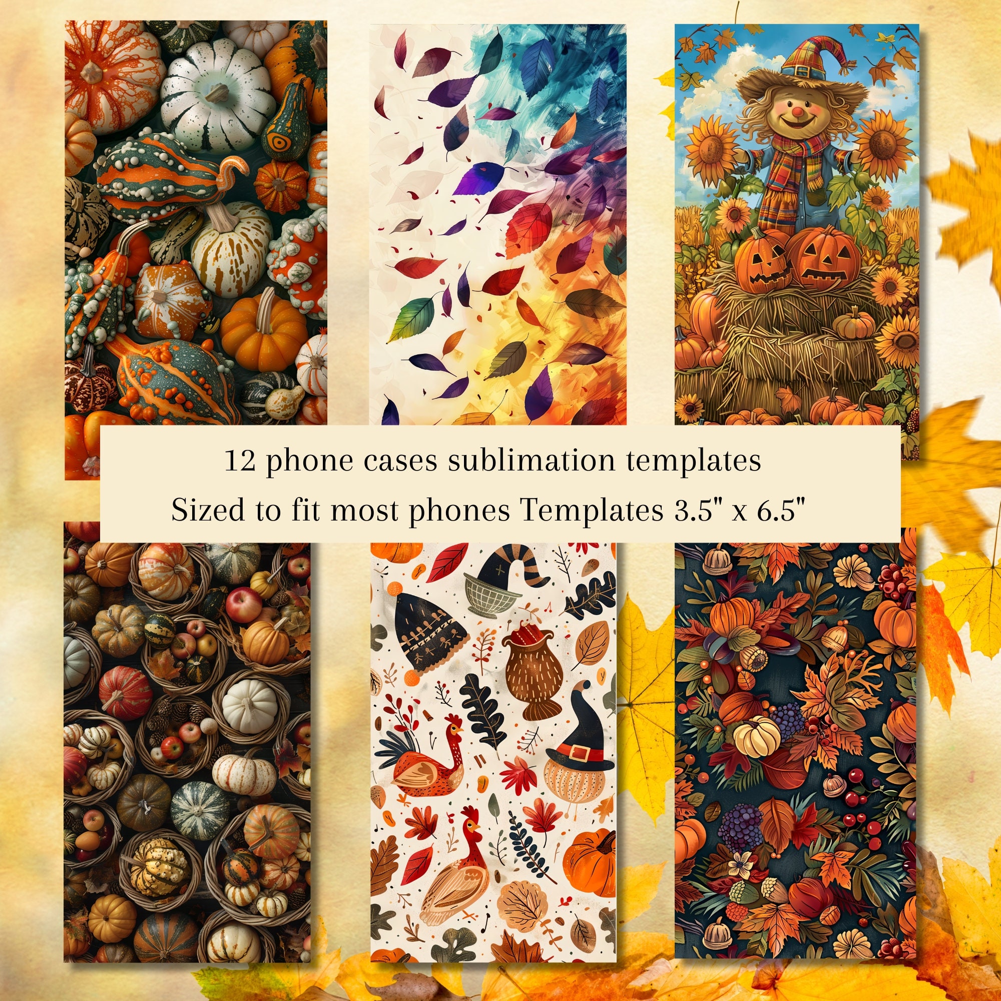 Autumn, Thanksgiving, Fall Patterns, Sublimation Phone Case Bundle ...