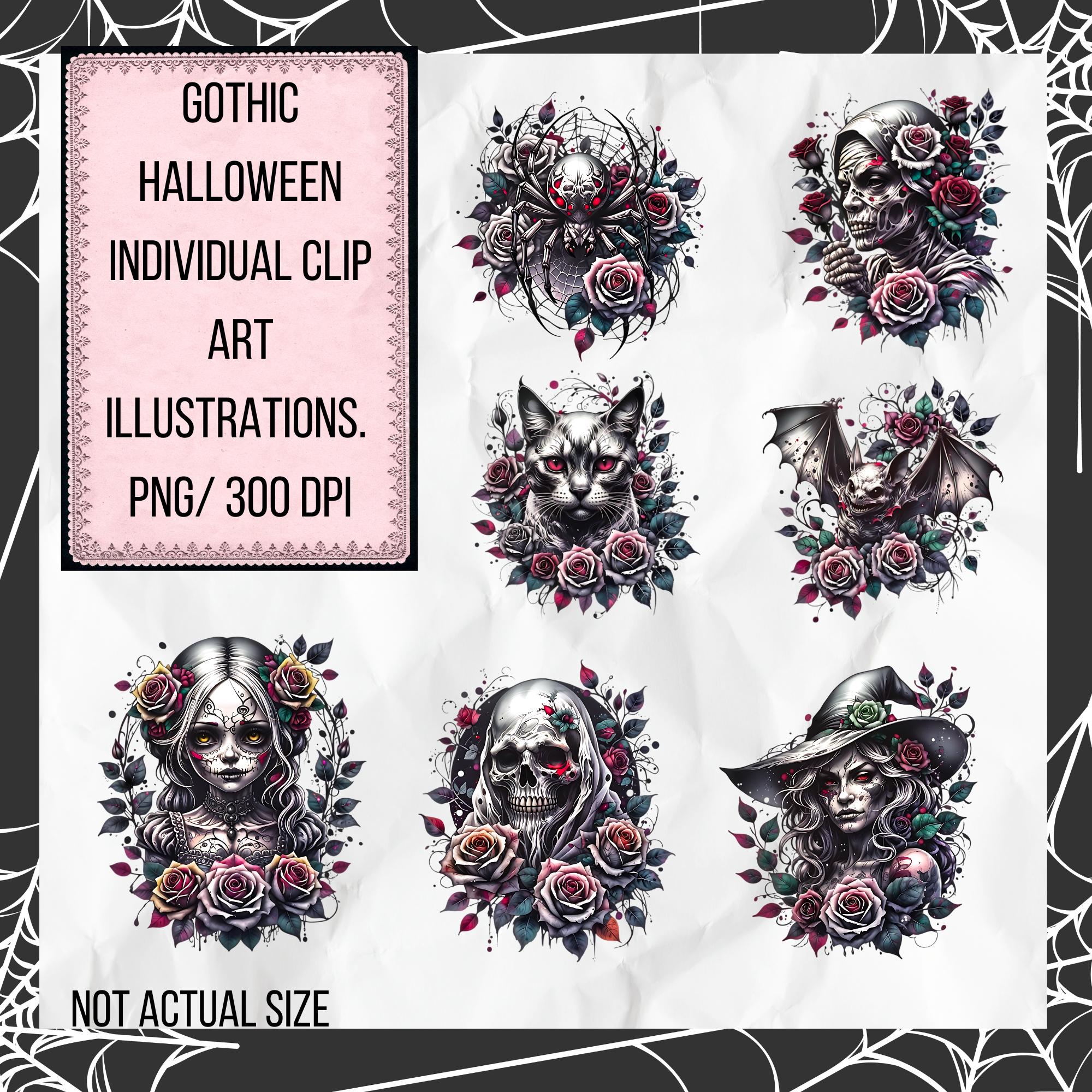 Gothic Cottage Core Halloween Clip Art Bundle PNG Spooky Sinisterly ...